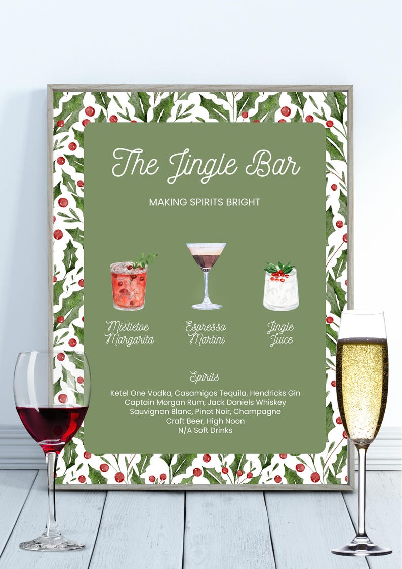 Editable Jingle Bar Holiday Bar Sign, Digital Download, Christmas Bar ...