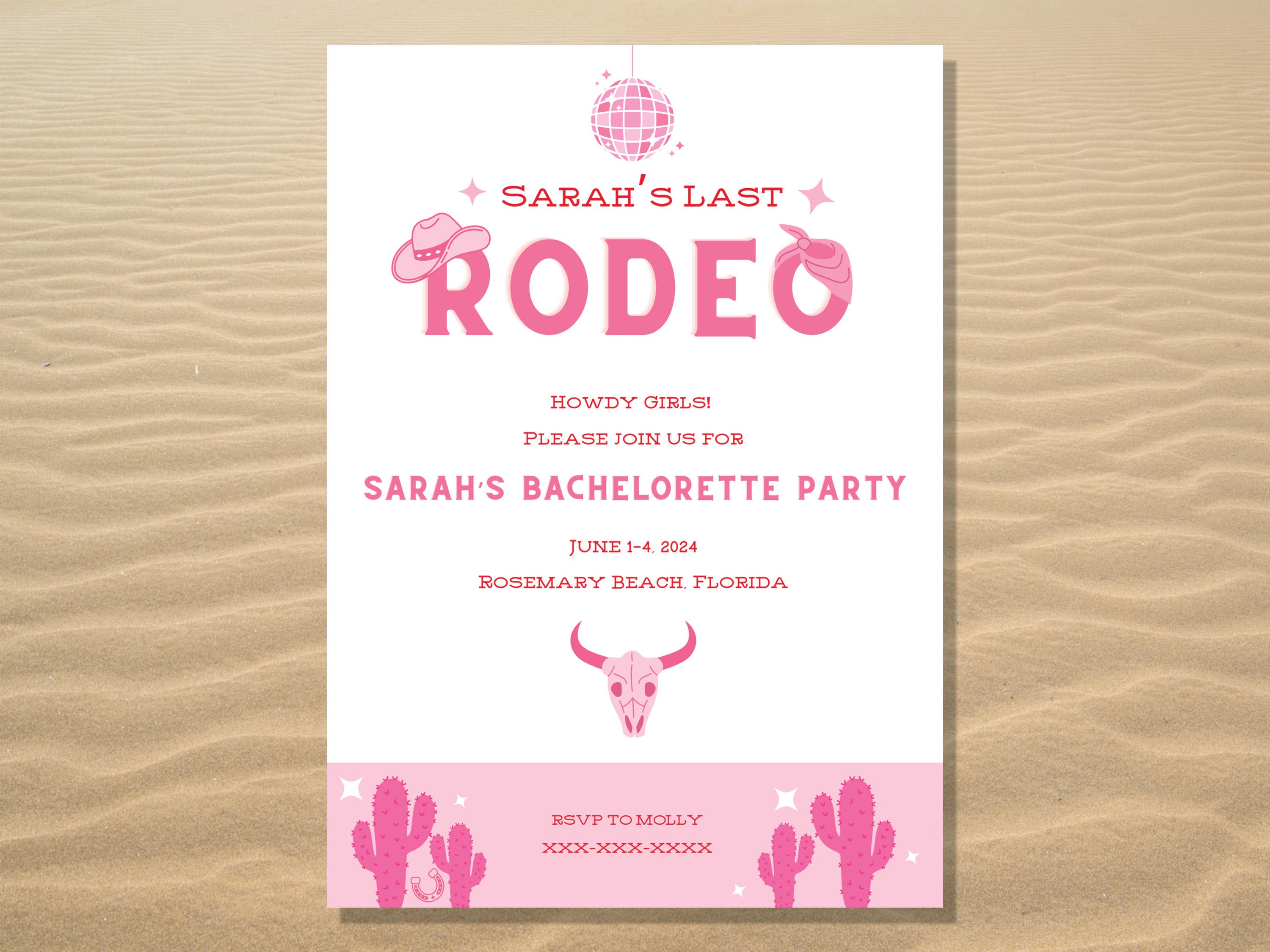Editable LAST RODEO Bachelorette Party Invitation+weekend Schedule ...