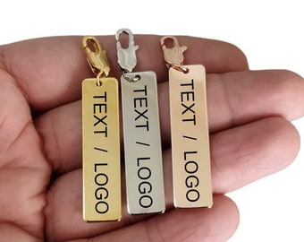 Set of 5 Personalized Zipper Name Tag Charms With Snap Hook for School ...
