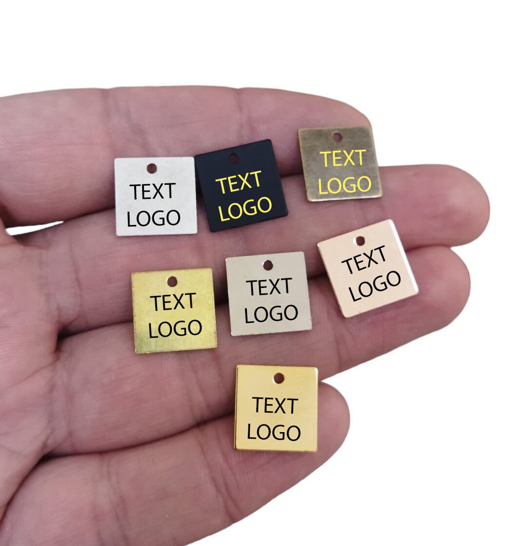 Custom Laser Square Engraved Tag , Jewelry Personalized Square Tag ...