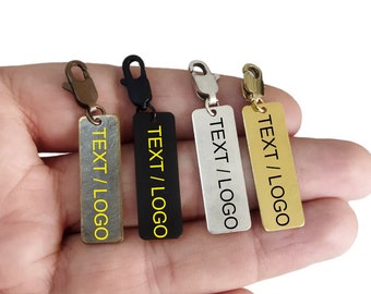 Set of 5 Personalized Zipper Name Tag Charms With Snap Hook for School ...