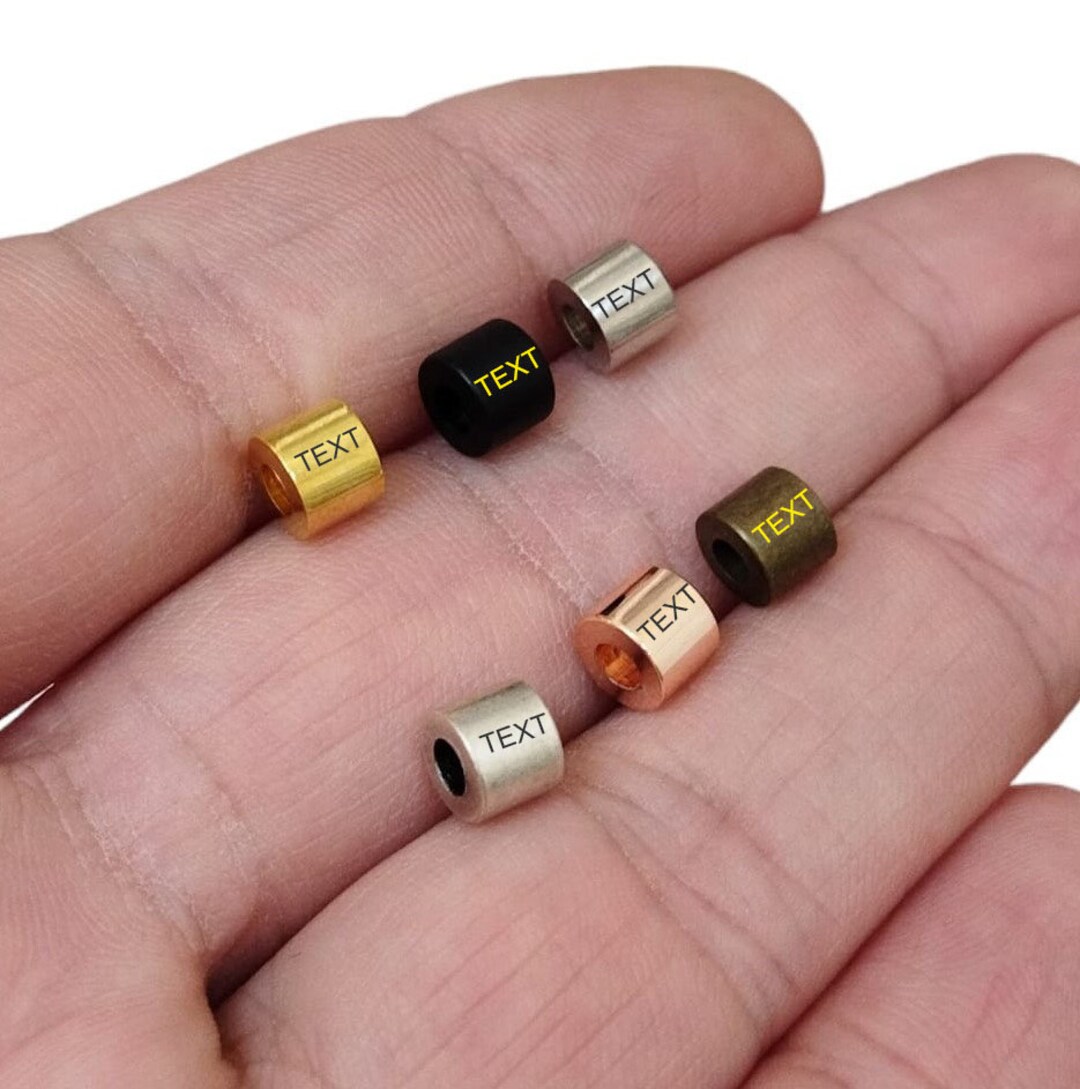 Round Laser Engraved Bead ,bracelet Custom Bead , 5 X 6 Mm , Hole Size ...