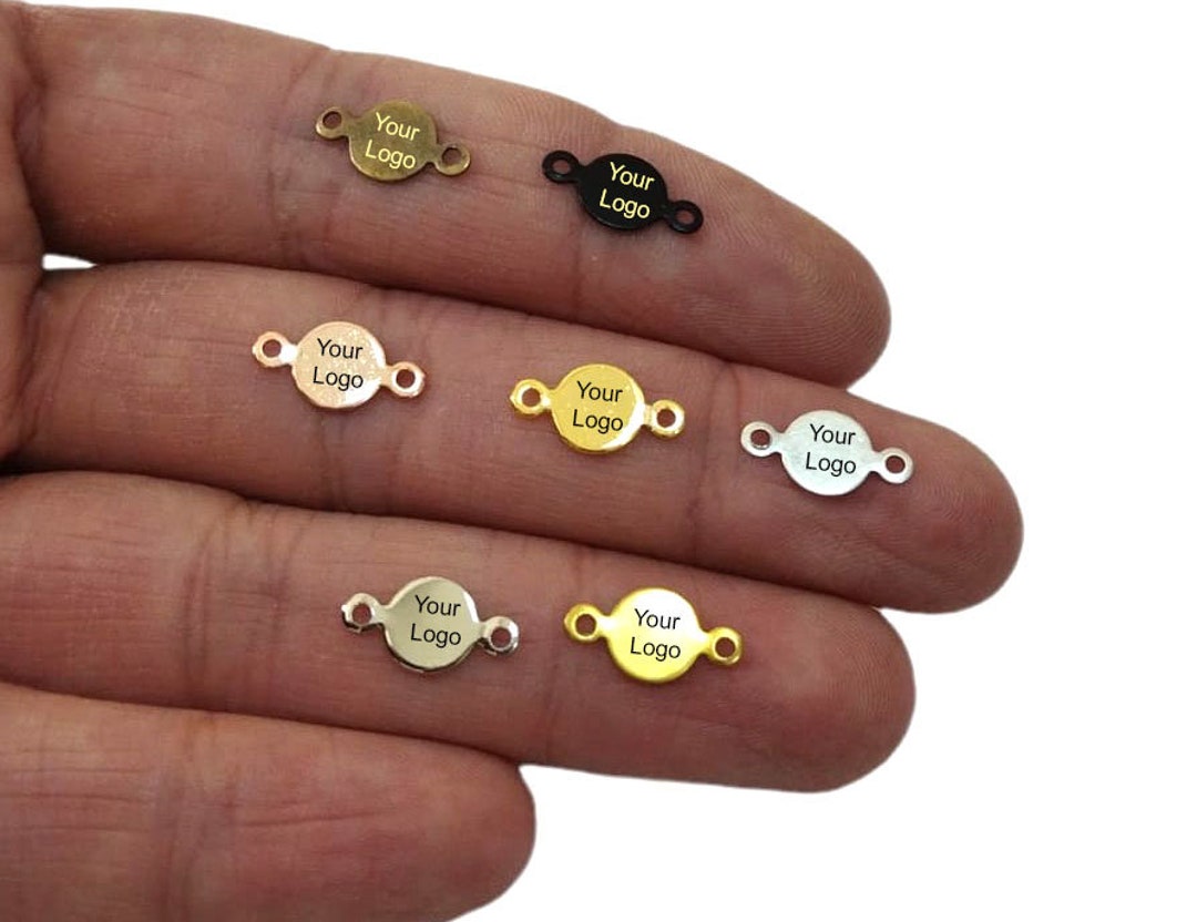 Custom Bracelet Tag , Round Personalized Tag With 2 Loops, 7x13 Mm ...