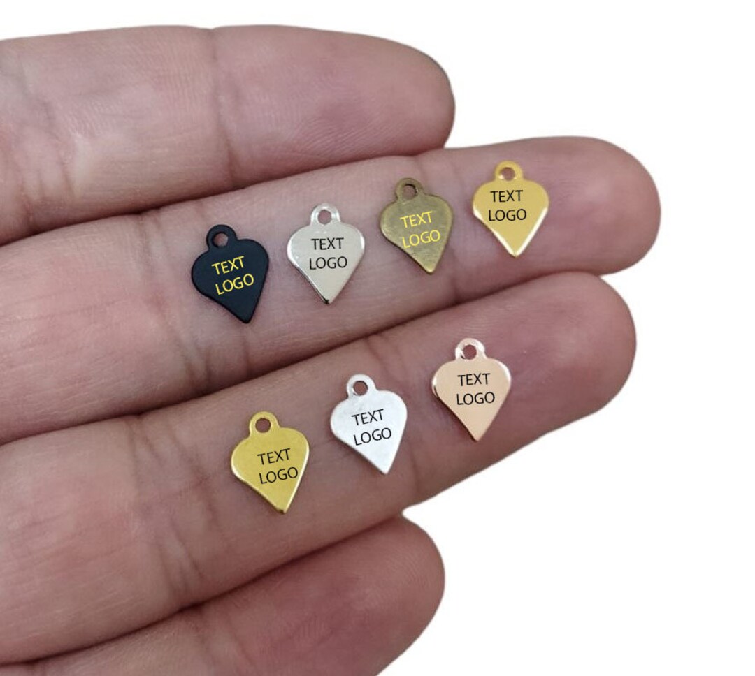 Custom Laser Engraved Heart Tag , Jewelry Personalized Heart Tag ...