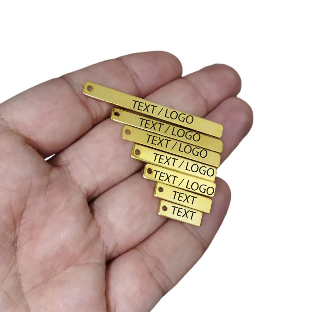 Custom Laser Metal Tag , Gold Plated Customized Rectangle Tag ...