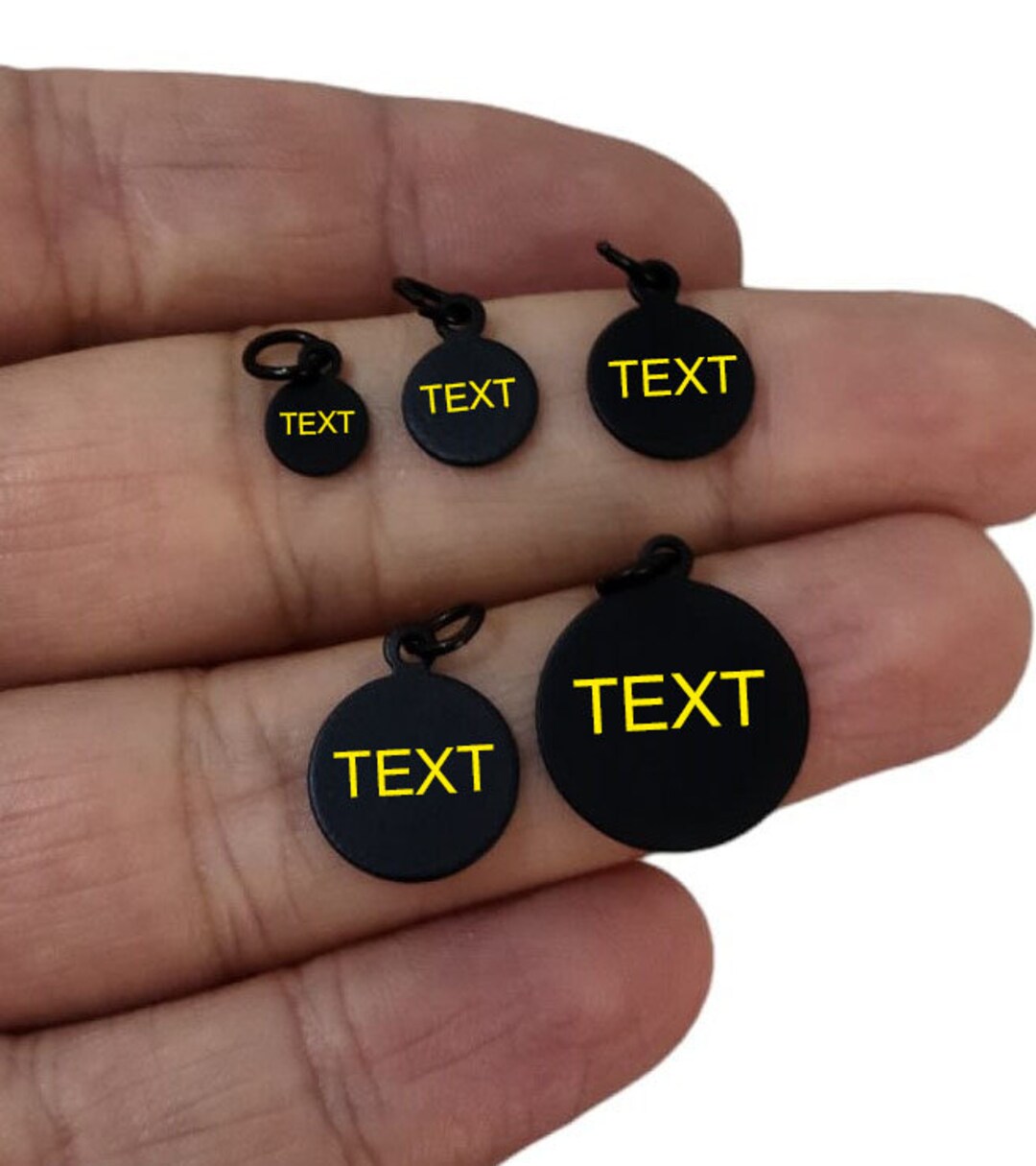 Custom Laser Engraved Tag , Black Color Jewelry Personalized Tag ...