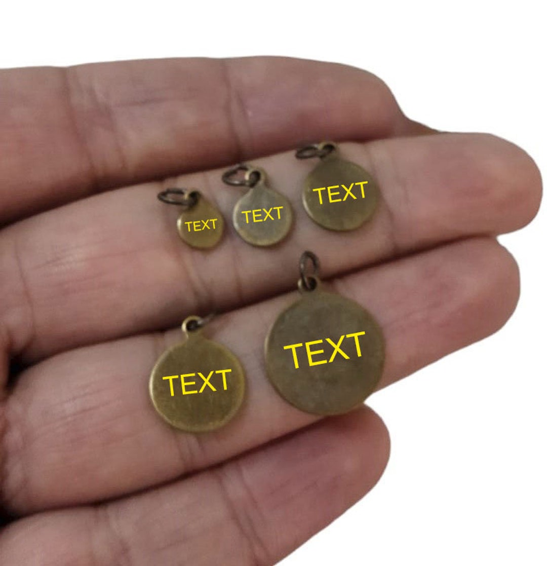 Custom Laser Engraved Tag , Antique Brass Color Jewelry Personalized ...