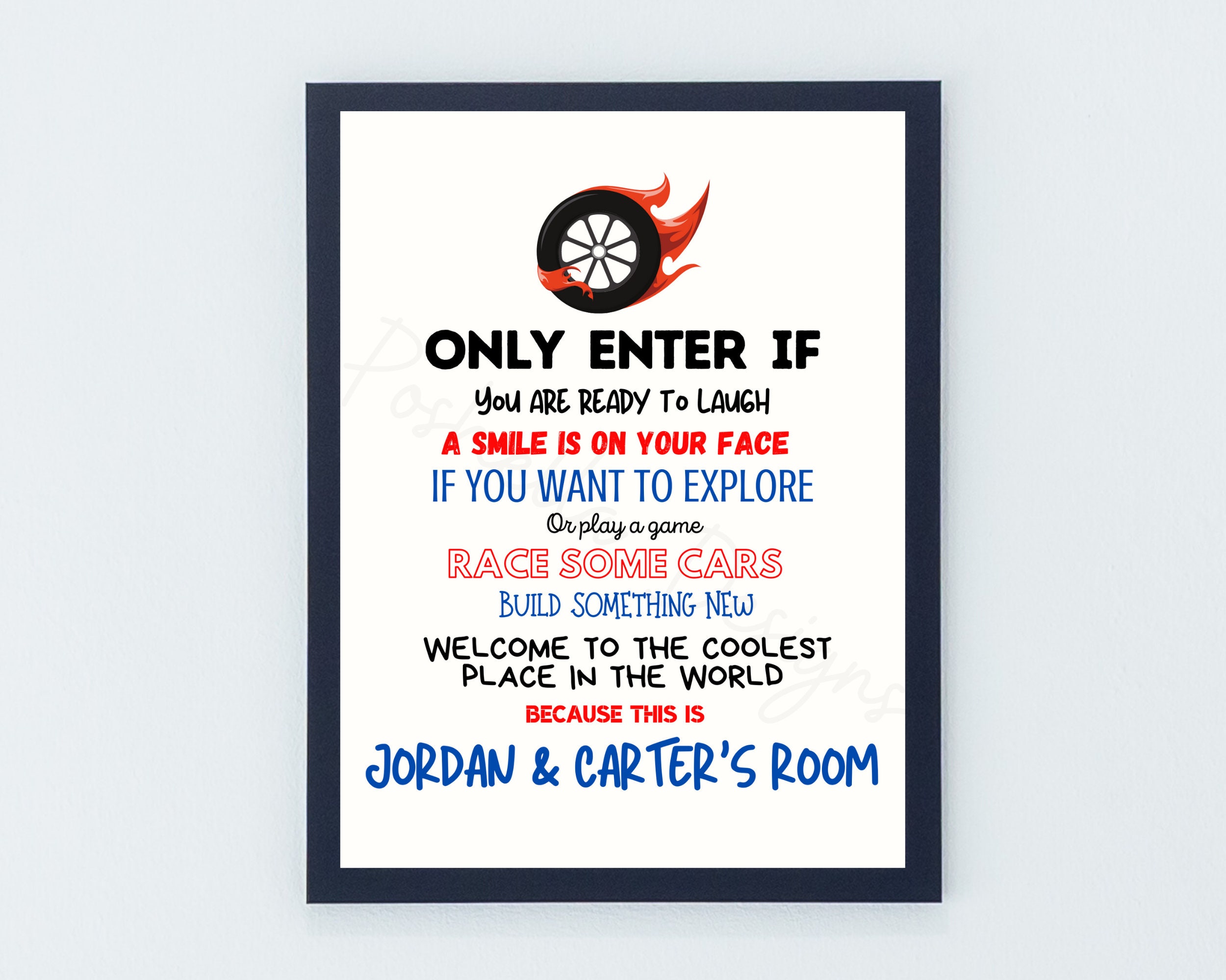 Race Car Kids Room Sign/wall Art: Instant Download, Cute Boy Bedroom ...
