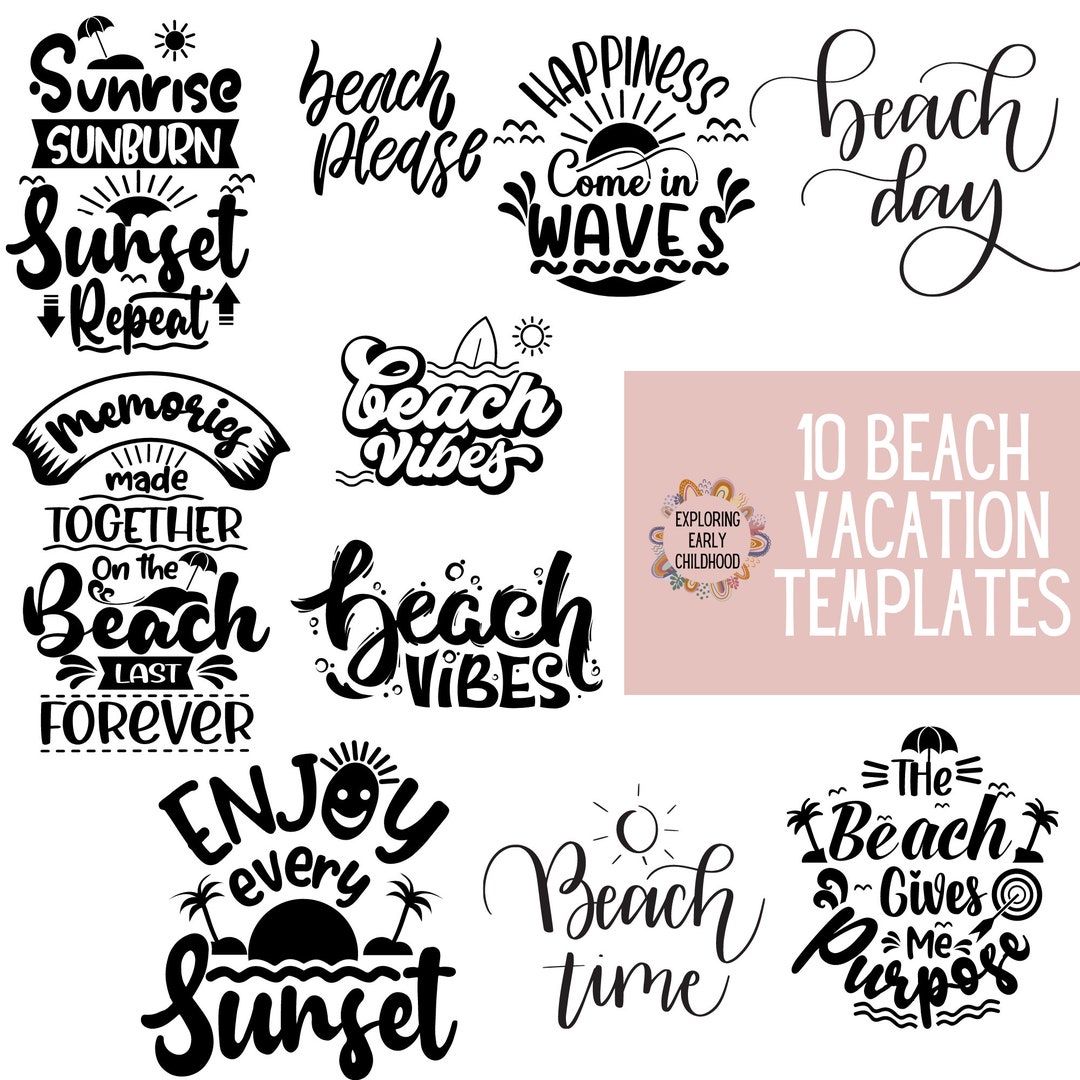 Beach SVG Bundle Templates - Etsy
