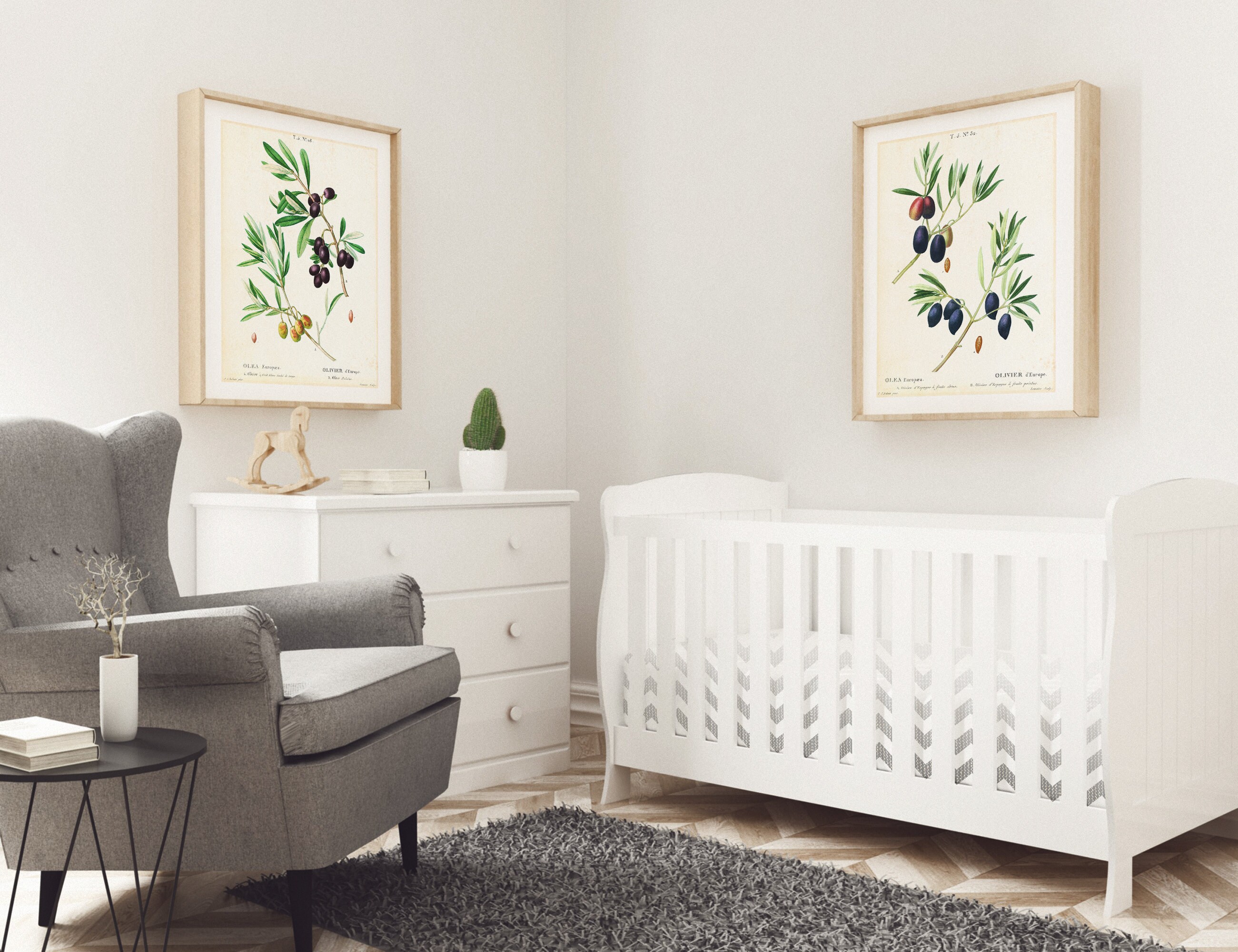 Set of 2 Olive Printable Wall Art, Olive Tree Branch Botanical Print ...