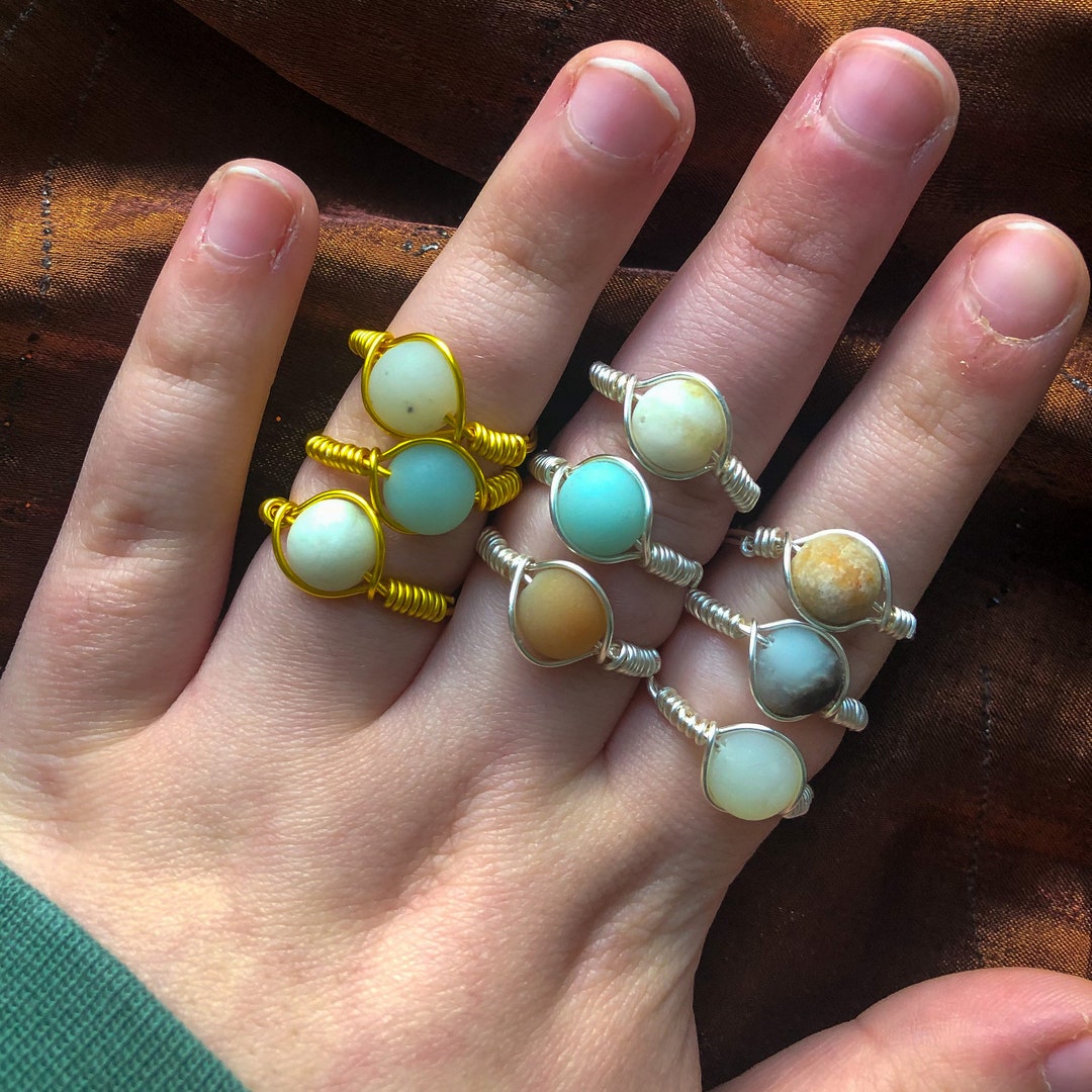 Wire Wrapped Stone Ring - Etsy