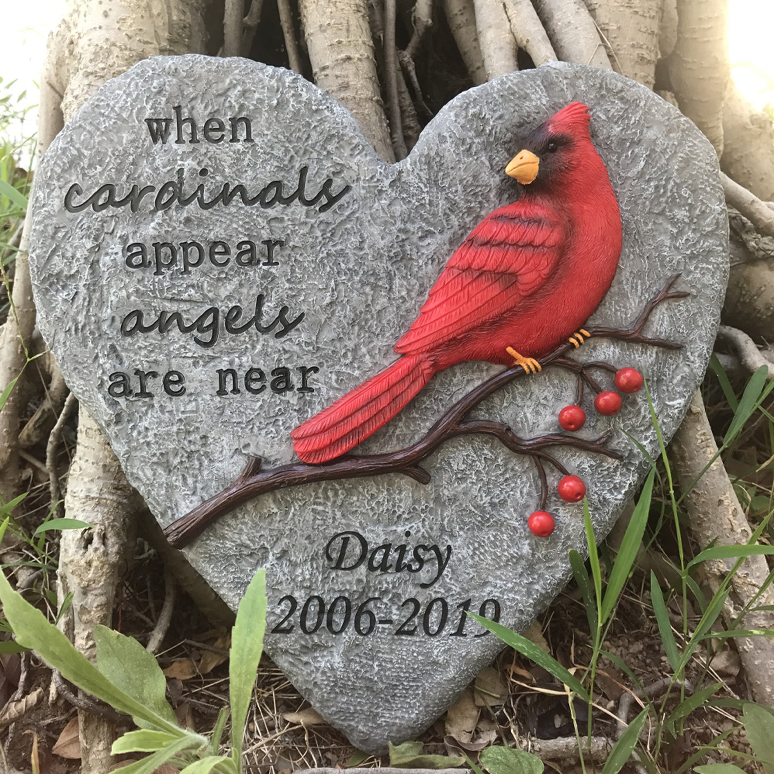 Cardinal Memorial Personalized Heart Garden Stone Outdoor - Etsy