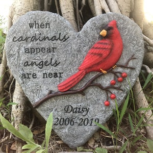 Cardinal Memorial Personalized Heart Garden Stone, Outdoor Decorative ...