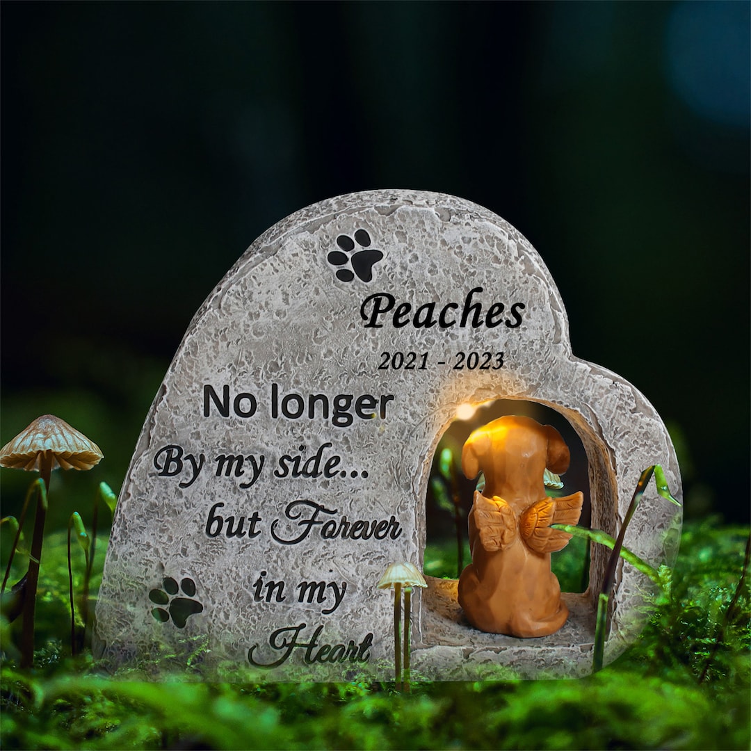 Personalized Solar Dog Pet Memorial Stone With A Angel Puppy Memorial ...