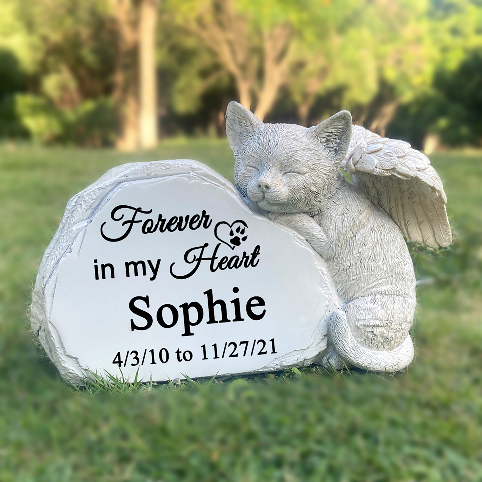 Cat Statues For Garden Claratut Custom Dog Angel Pet Memorial Grave ...