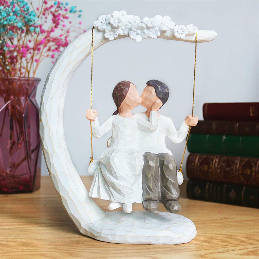Romantic Couple Figurines in Love , 9inch Hand Painted Sweet Loving ...