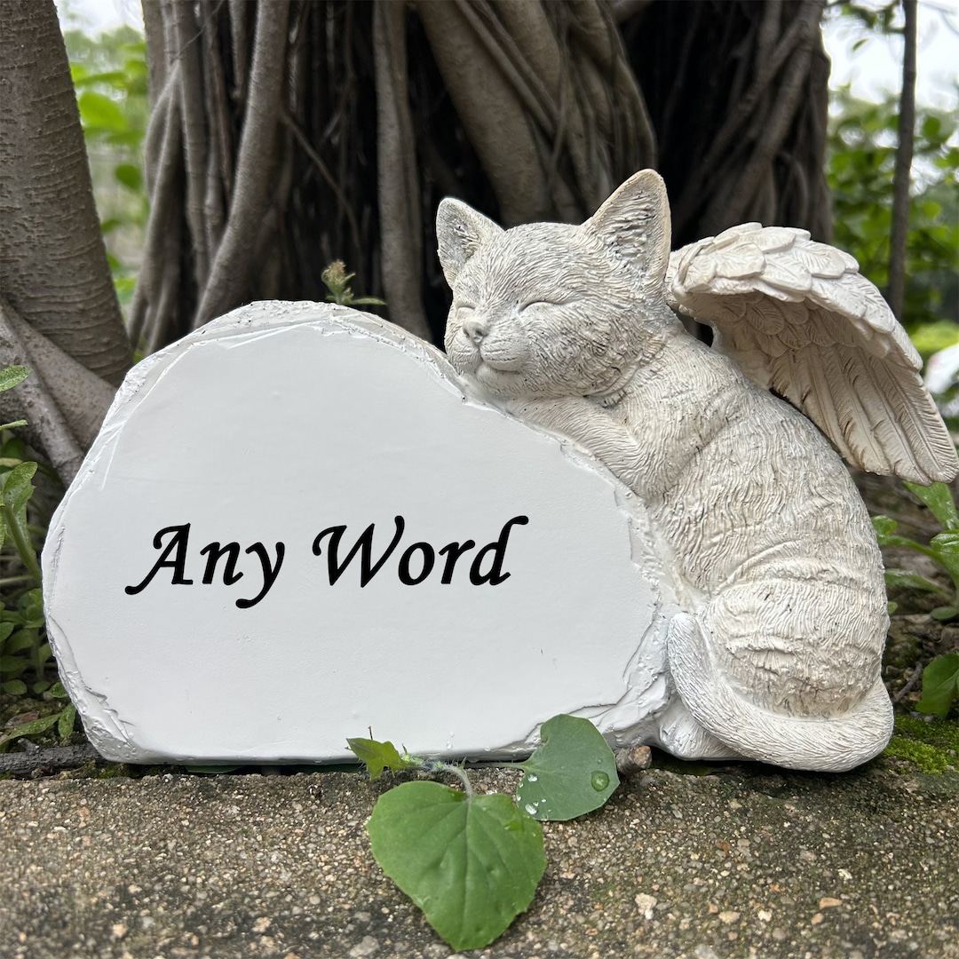 Personalized cat Angel Memorial Garden Statue- Engraved pet Cat ...
