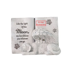 Personalized Solar Dog Pet Memorial Stone, Dog Angel Statue, Custom Dog ...