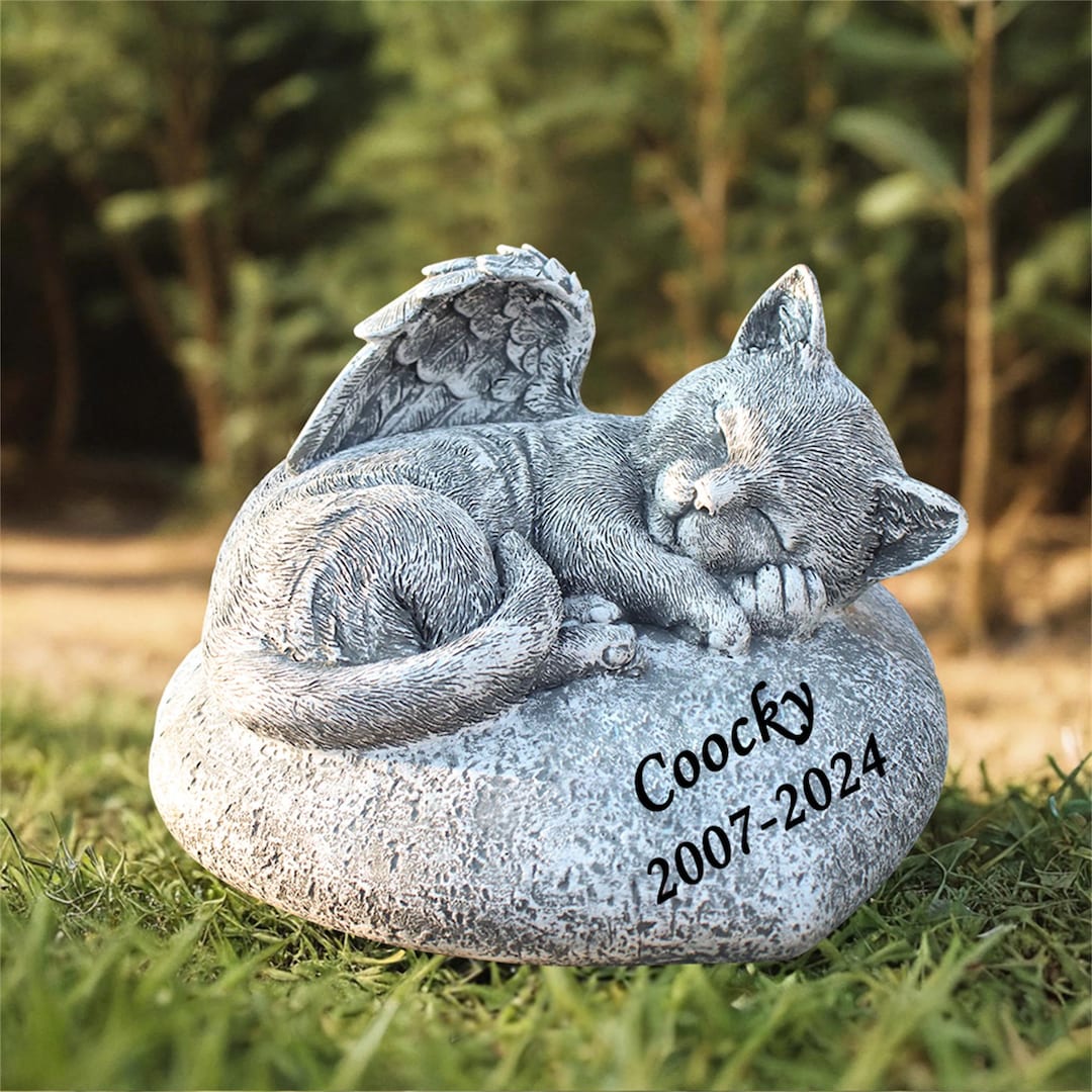 Personalized Angel Cat Memorial Stones Statue，cat Grave Marker，cat ...