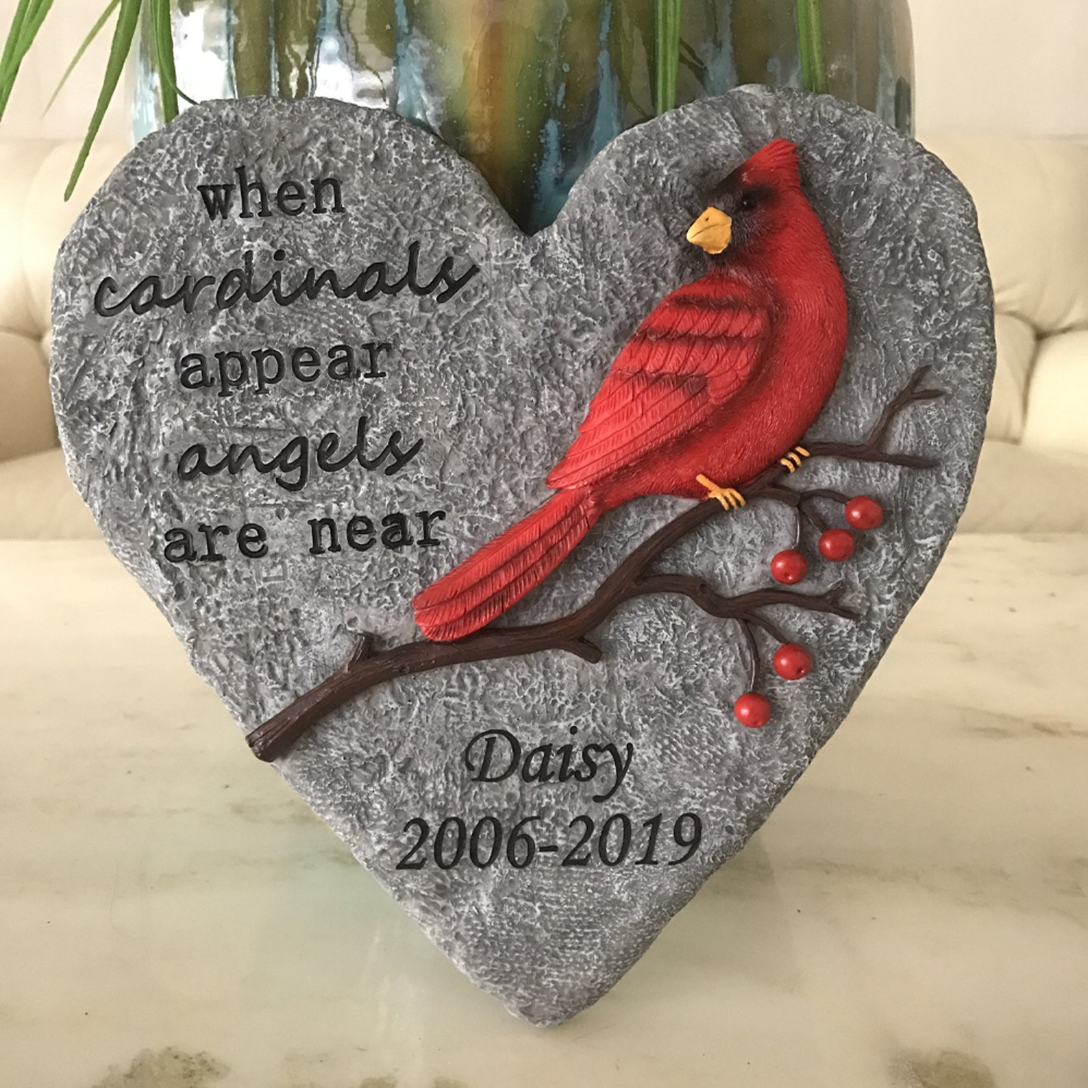 Cardinal Memorial Personalized Heart Garden Stone Outdoor - Etsy