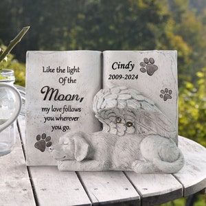 Personalized Solar Dog Pet Memorial Stone, Dog Angel Statue, Custom Dog ...