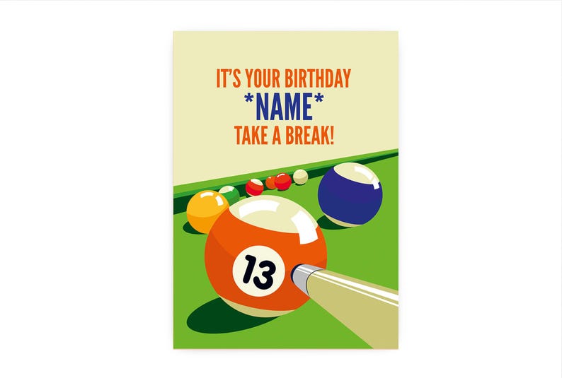 Personalised 13th Birthday Billiards Card: Pool Ball Design. - Etsy UK
