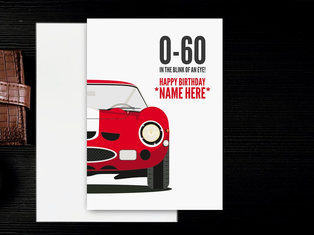 Personalised Ferrari GTO 60th Birthday Card. Red Ferrari GTO Birthday ...