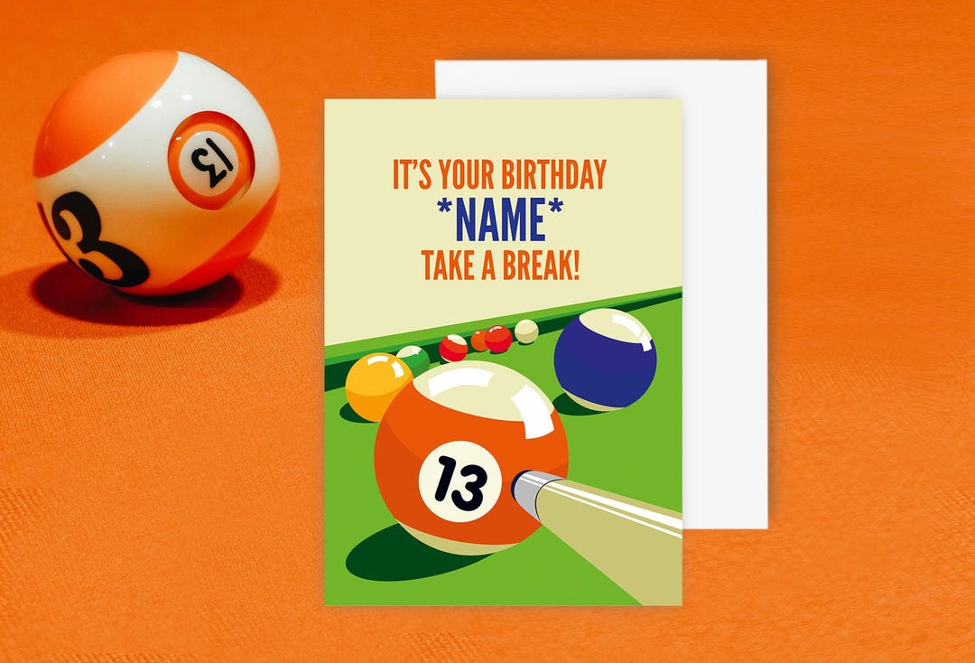 Personalised 13th Birthday Billiards Card: Pool Ball Design. - Etsy UK