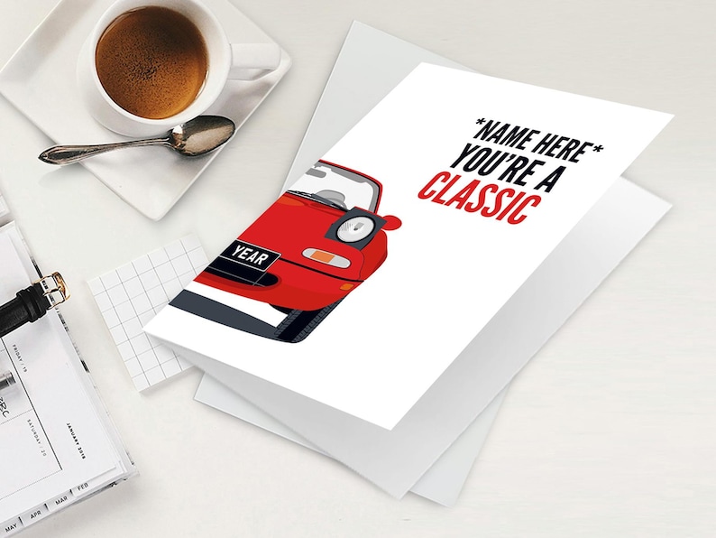 Personalised Mazda MX5 Birthday Card. Red Mazda Miata Card. Convertible ...