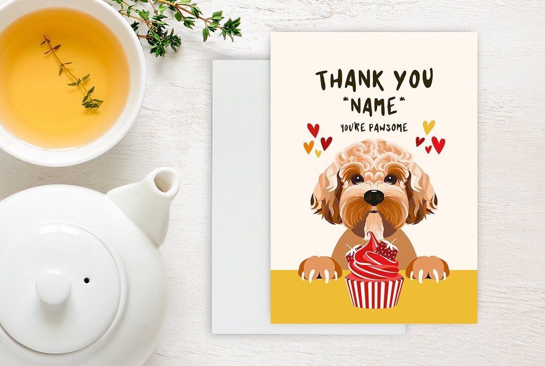 Personalised Cockapoo Thank You Card. Thank You Card From the Dog. - Etsy