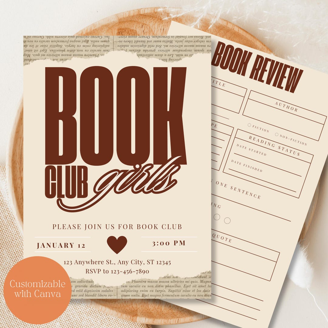 Editable Book Club Bundle| Printable Book Club Kit | Neutral Aesthetic ...