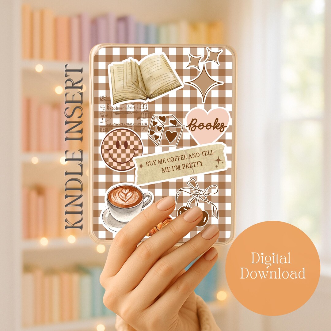 Gingham Kindle Insert | Digital Printable Ereader Decor | Aesthetic ...