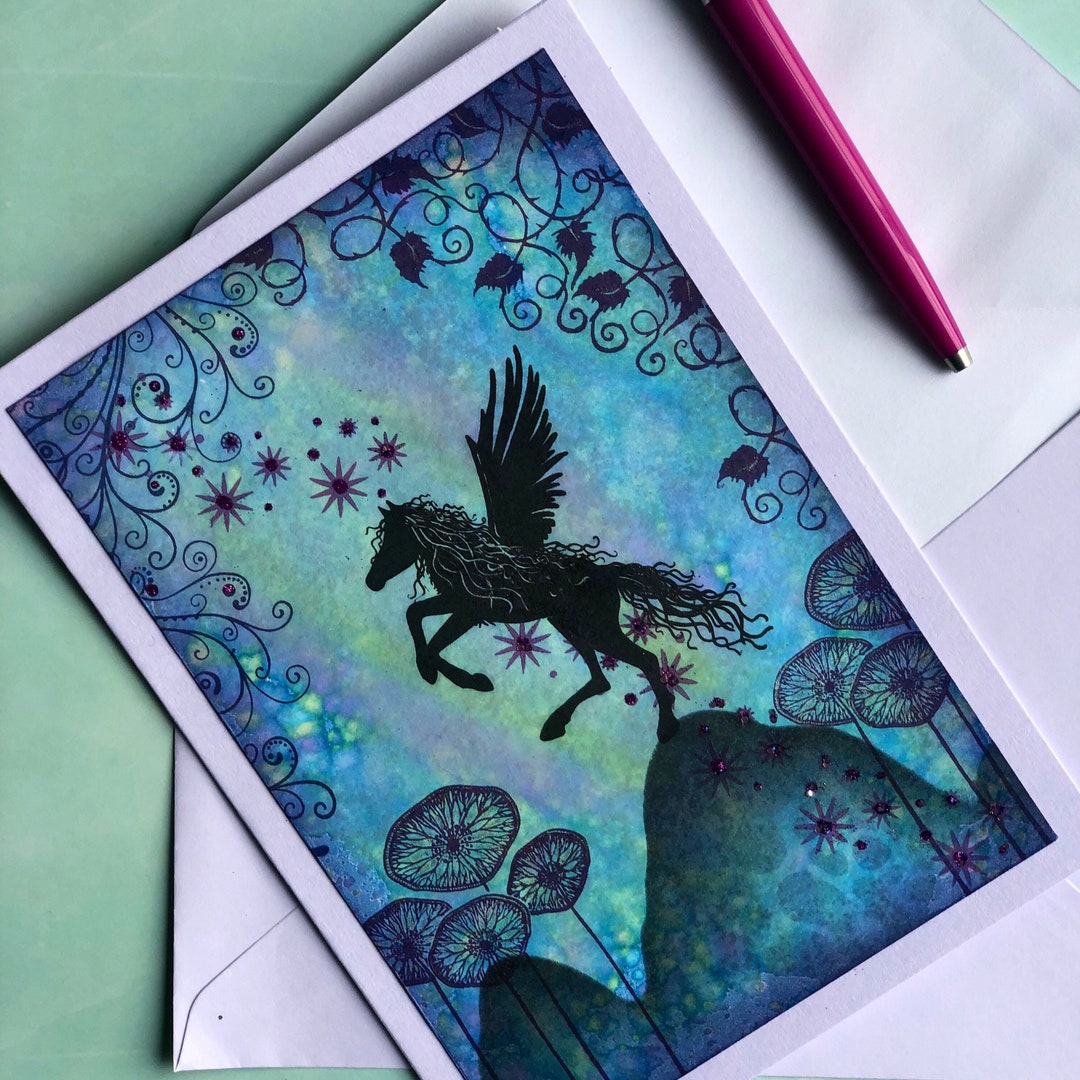 Handmade Pegasus Cards, Birthday Card, Winged Horse Card, Unicorn Card ...