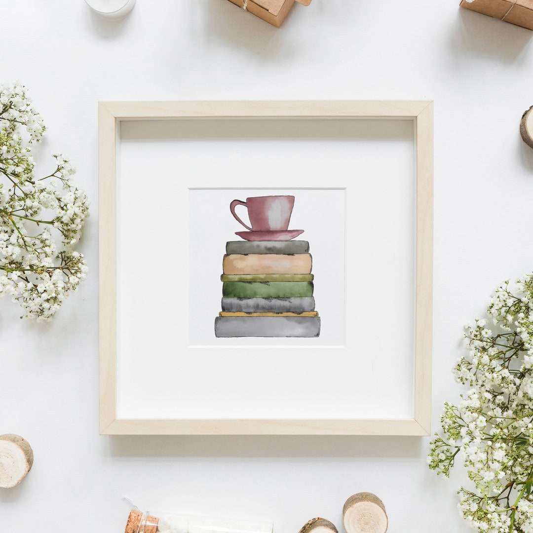 Book Stack Print - Etsy