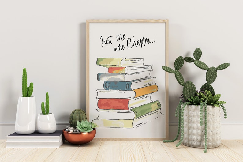 Book Stack Watercolor Print Just One More Chapter - Etsy