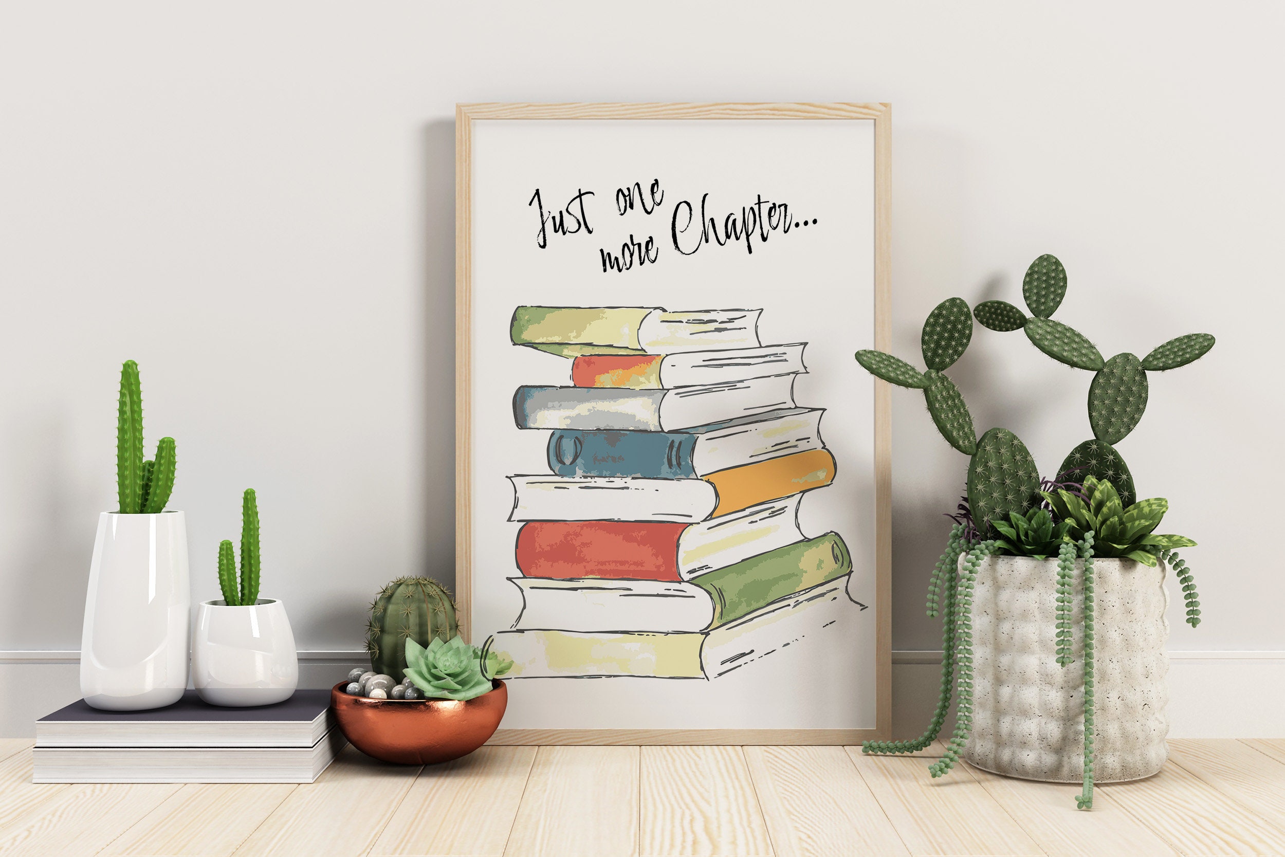 Book Stack Watercolor Print Just One More Chapter - Etsy