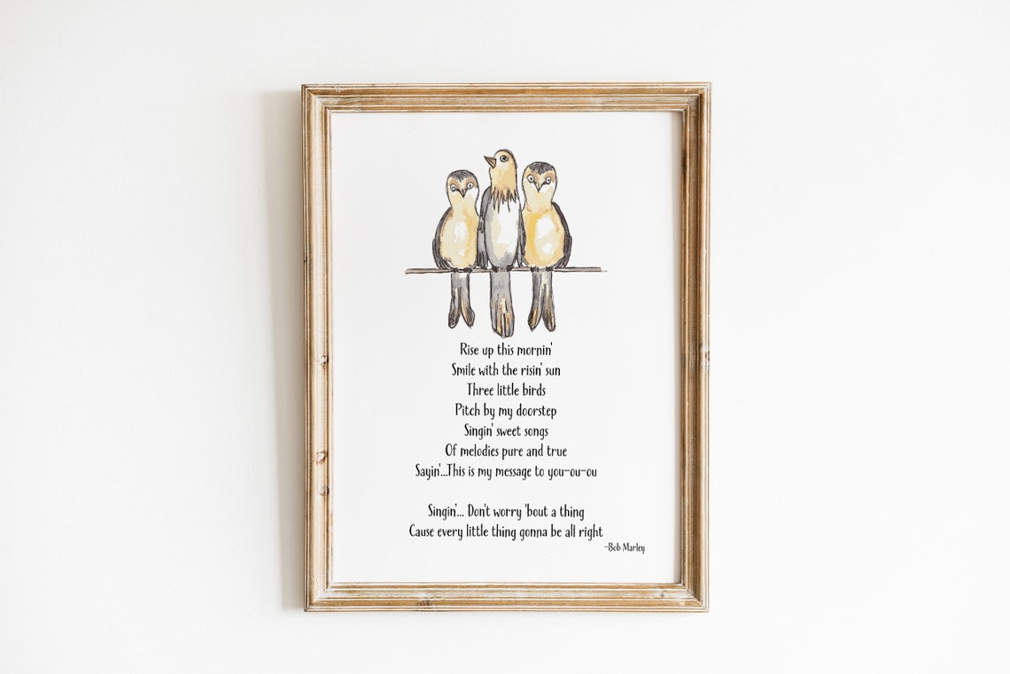 3 Little Birds Watercolor Print Bob Marley - Etsy