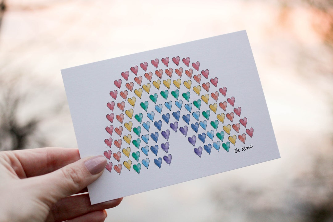 Set of 8 Heart / Heart Rainbow Blank Greeting Cards - Etsy