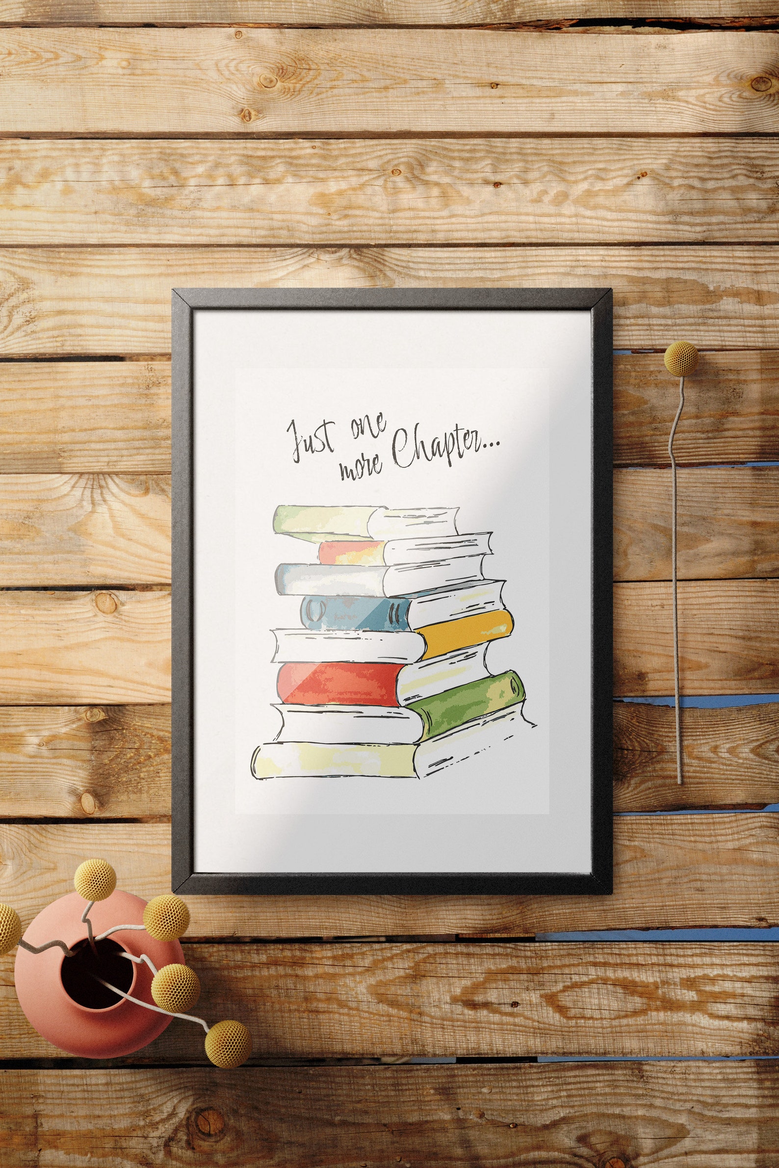 Book Stack Watercolor Print Just One More Chapter - Etsy