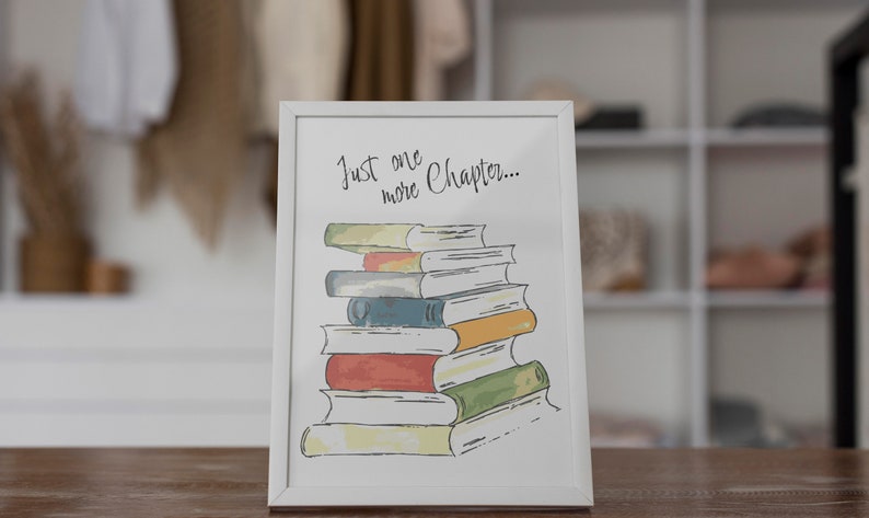 Book Stack Watercolor Print Just One More Chapter - Etsy