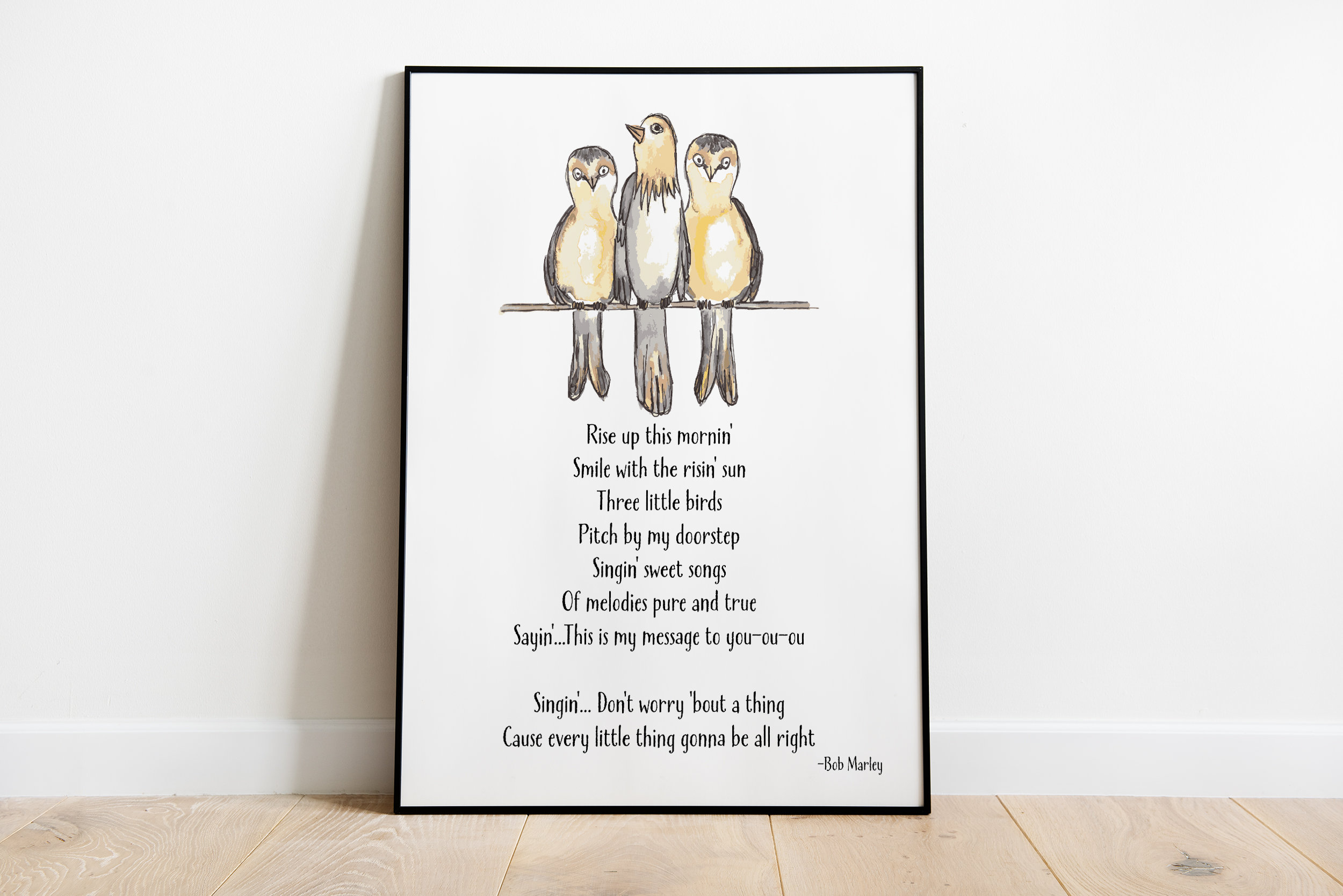 3 Little Birds Watercolor Print - Bob Marley - Etsy