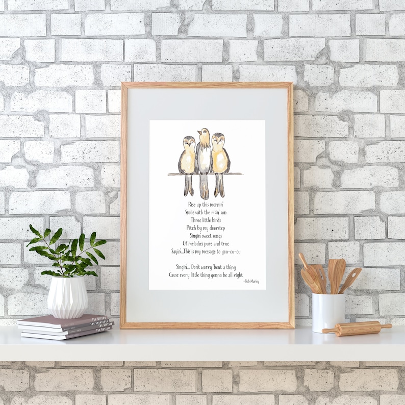 3 Little Birds Watercolor Print - Bob Marley - Etsy