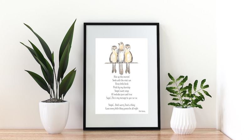 3 Little Birds Watercolor Print - Bob Marley - Etsy