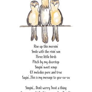 3 Little Birds Watercolor Print - Bob Marley - Etsy