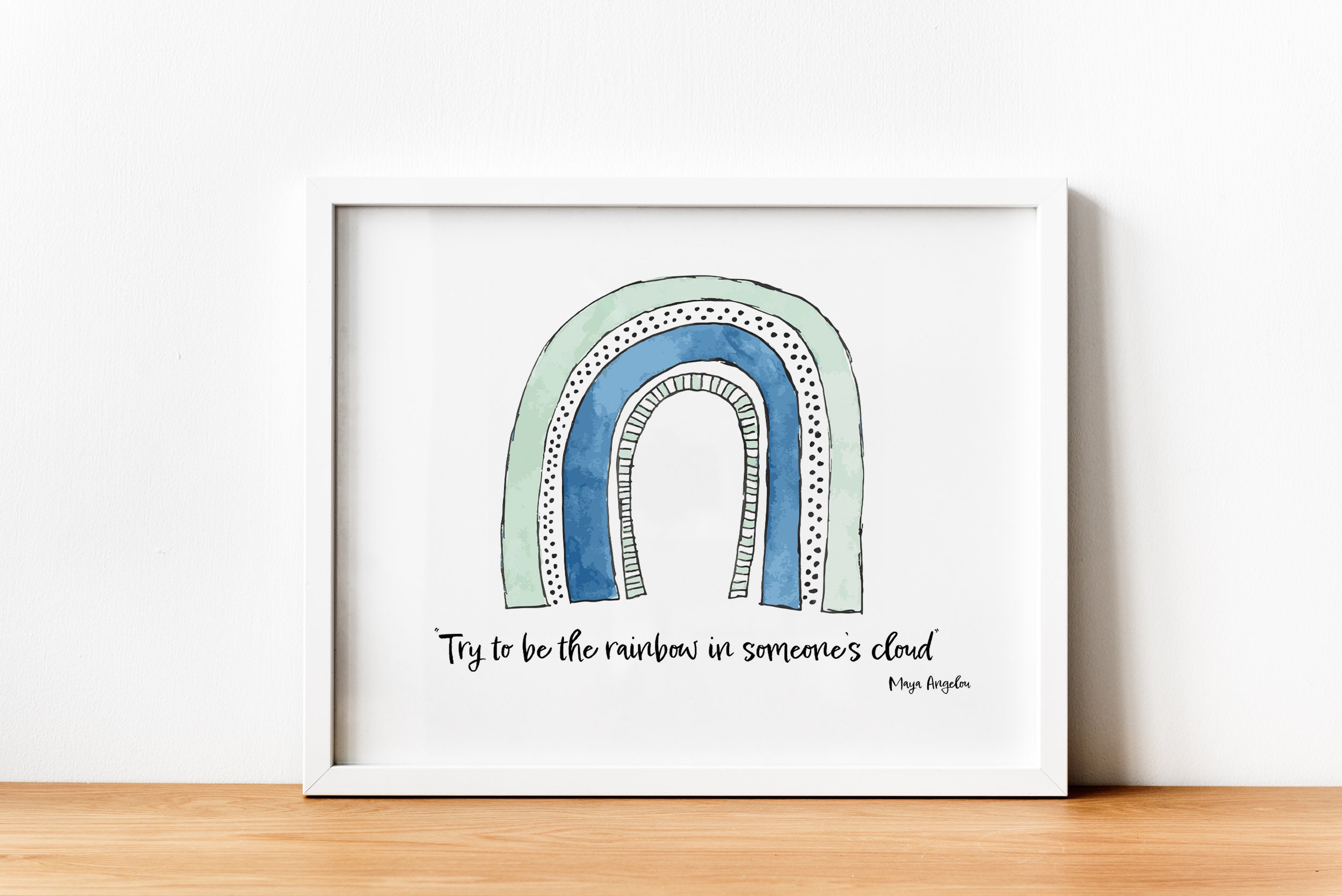 Rainbow Watercolor Painting Maya Angelou Quote - Etsy