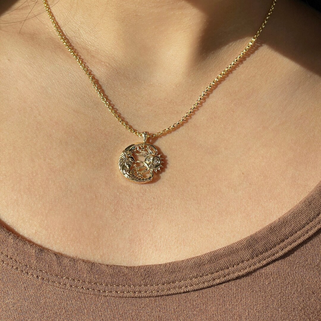 Half Sun Half Moon Necklace | 18k Gold Plated, Tarnish Resistant, Gold ...