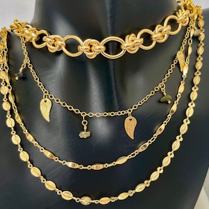 18k Gold Plated Thick Chain Necklace | Textured Chunky Maximalist Oval ...
