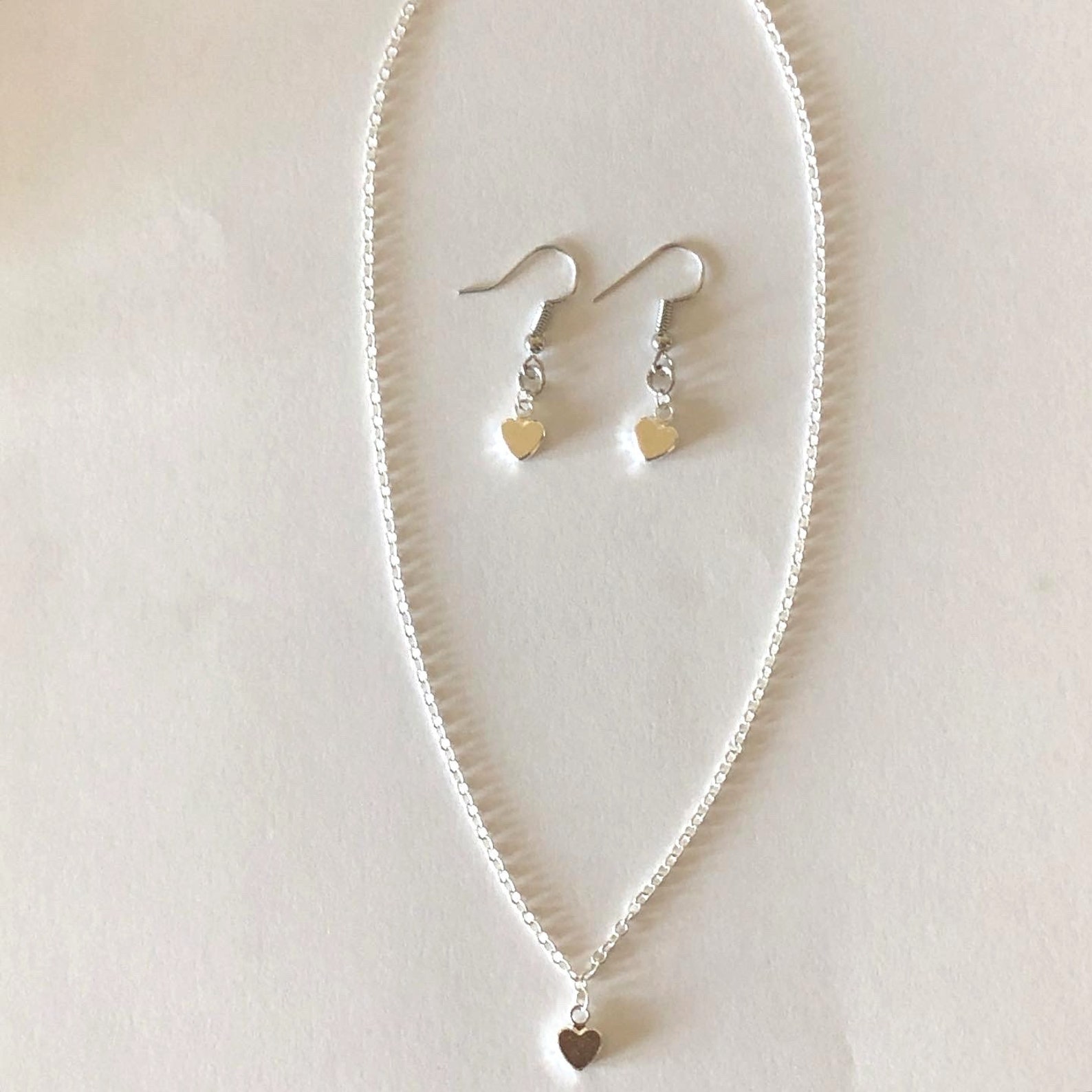 Silver heart jewelry set y2k necklace y2k earrings y2k | Etsy