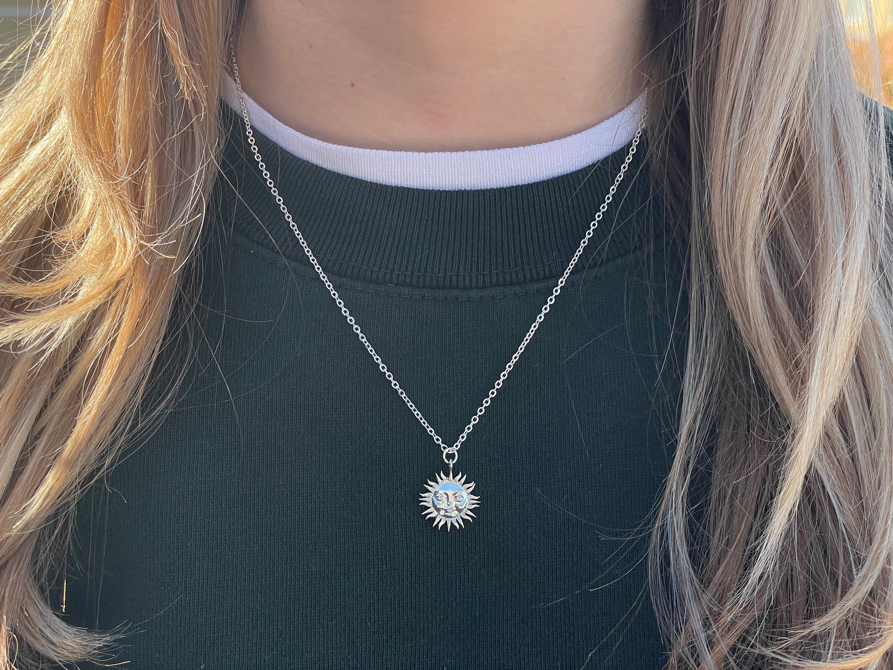 Silver Sun Necklace Sterling Silver Plated Sun Pendant - Etsy
