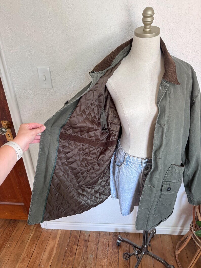 XL- Vintage Orvis Quilted Denim Chore Coat Classic Oversized 90s Style ...